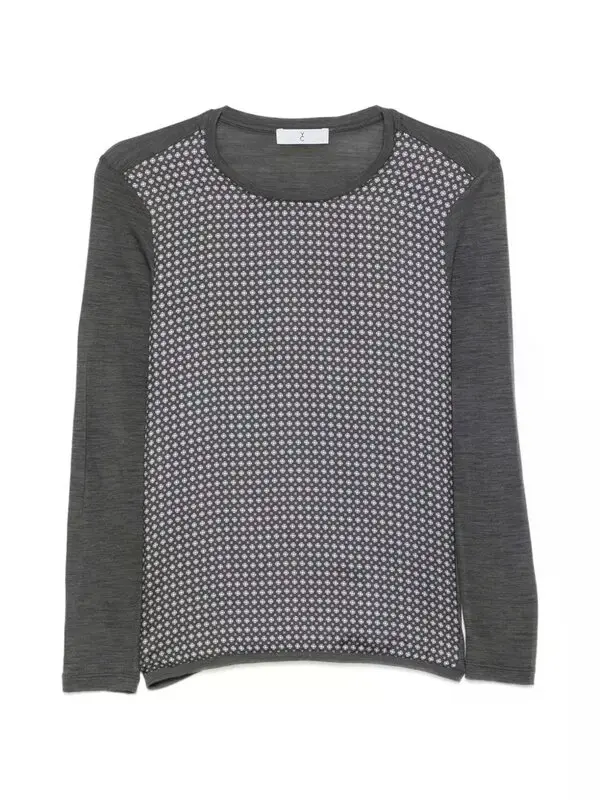 WHYCI Geometric-print Long-sleeved T-shirt - Grey
