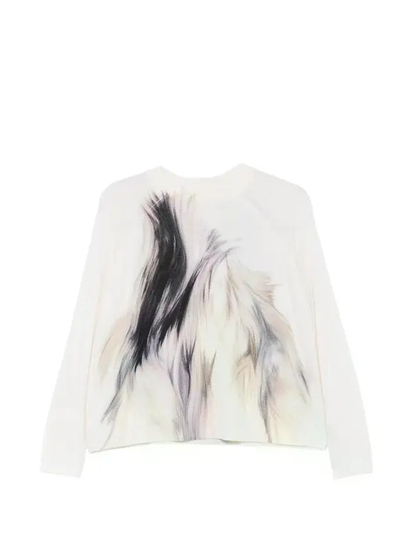 PSOPHIA Graphic Print Raglan Sleeve Sweater - Neutrals