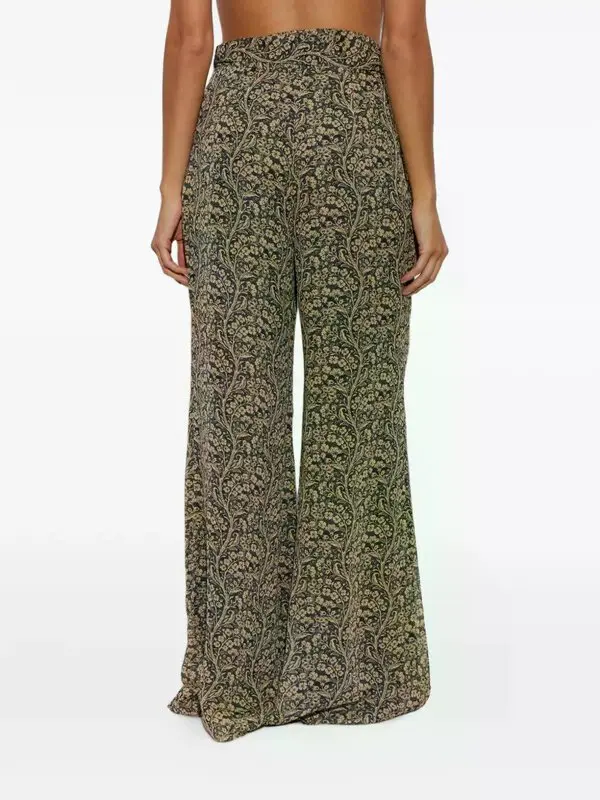 Zimmermann Floral Print Wide Leg Tasseled Trousers