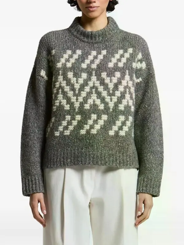 Peserico Sequin-embellished Intarsia Knit Sweater