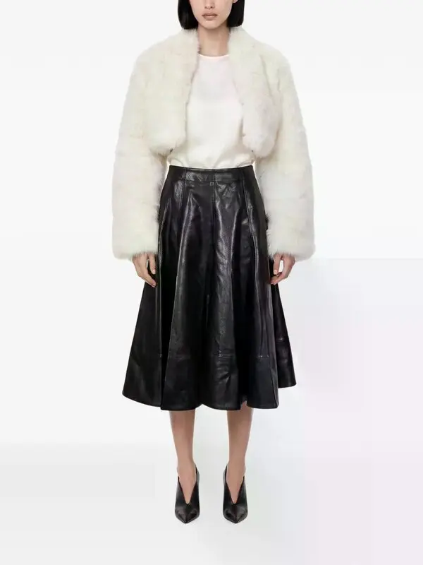 THELAURENT Paneled Leather Midi Skirt