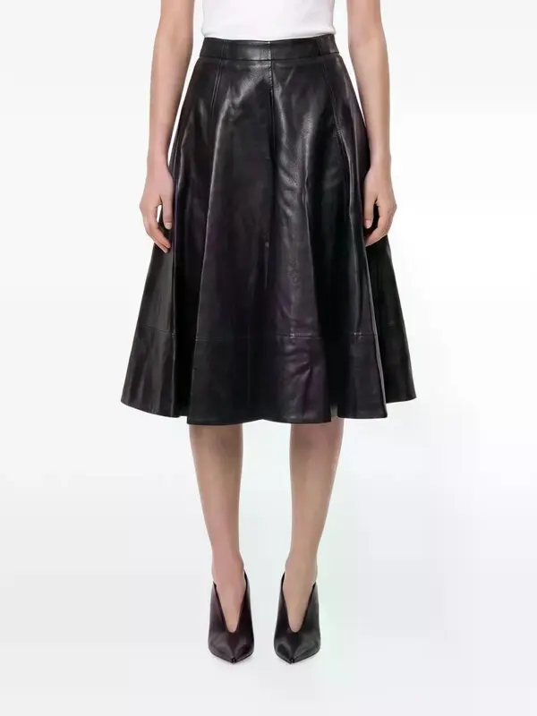 THELAURENT Paneled Leather Midi Skirt