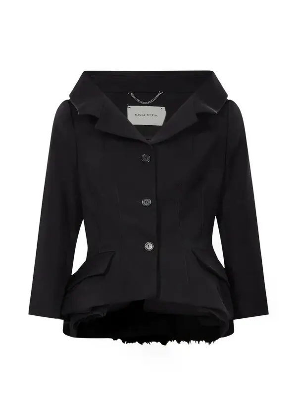 Magda Butrym Cotton Peplum Blazer - Black