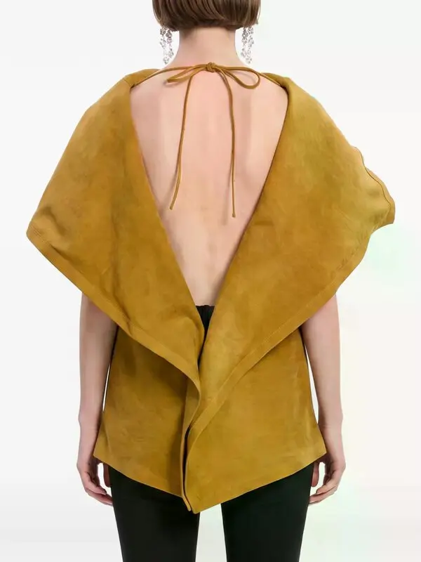 Magda Butrym Ruffled-trim Tie-fastening Top - Green