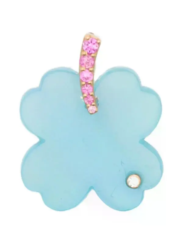 VIOLETTE 18k Diamond And Pink Sapphire Clover Pendant - Gold