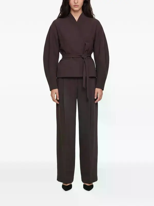 Andamane The Attico Margaux Belted Wrap Jacket - Brown