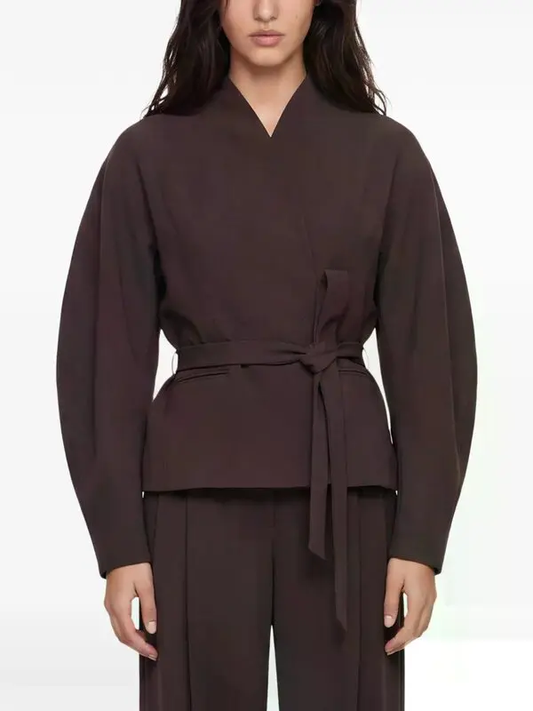 Andamane The Attico Margaux Belted Wrap Jacket - Brown
