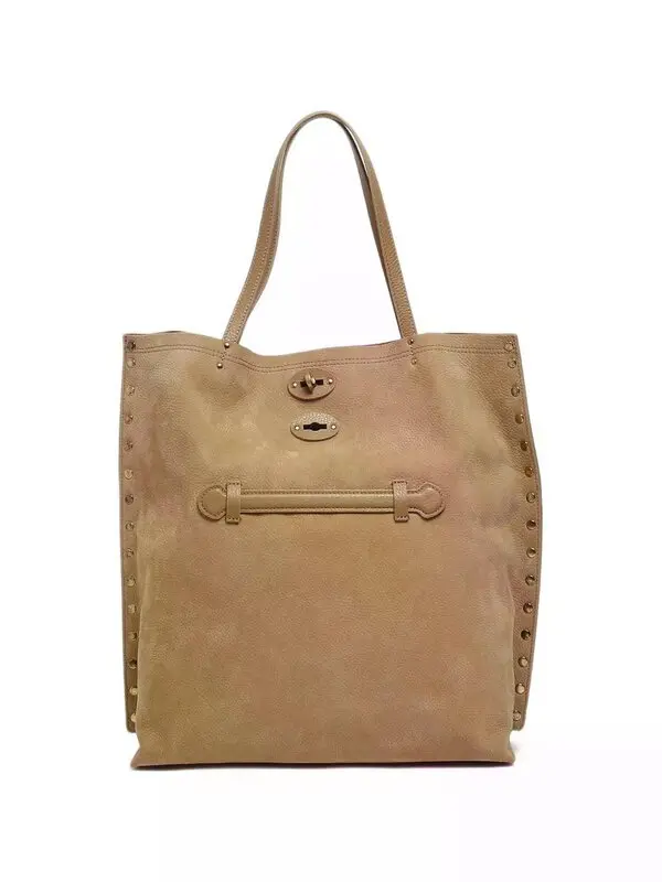 ZANELLATO Postina Studded Leather Shoulder Bag - Neutrals