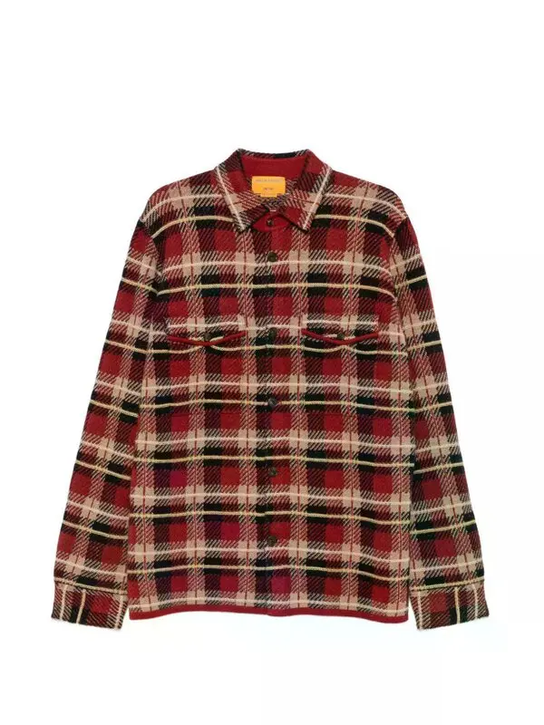 Guest In Residence Check-pattern Button-up Polo Shirt - Red