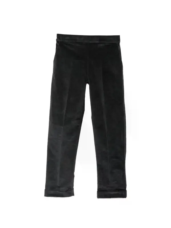 WHYCI Velvet-effect Turn-up Trousers
