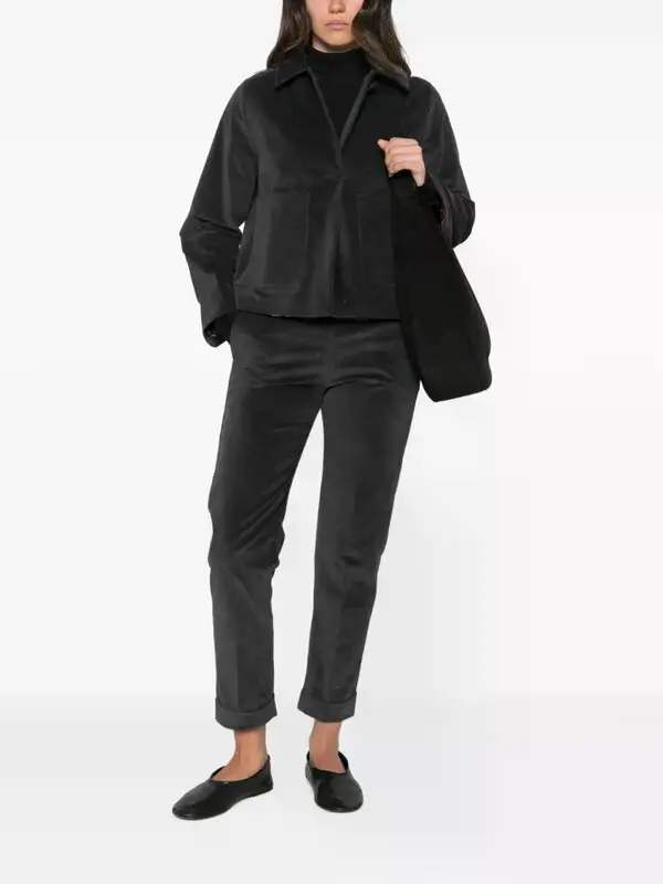 WHYCI Velvet-effect Turn-up Trousers