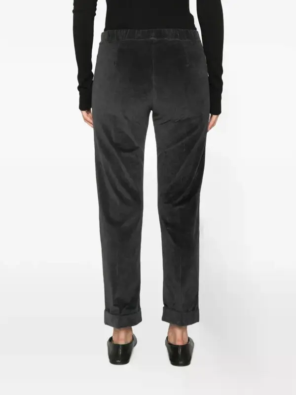 WHYCI Velvet-effect Turn-up Trousers