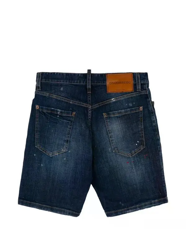 Dsquared2 Distressed Denim Shorts With Paint Splatter