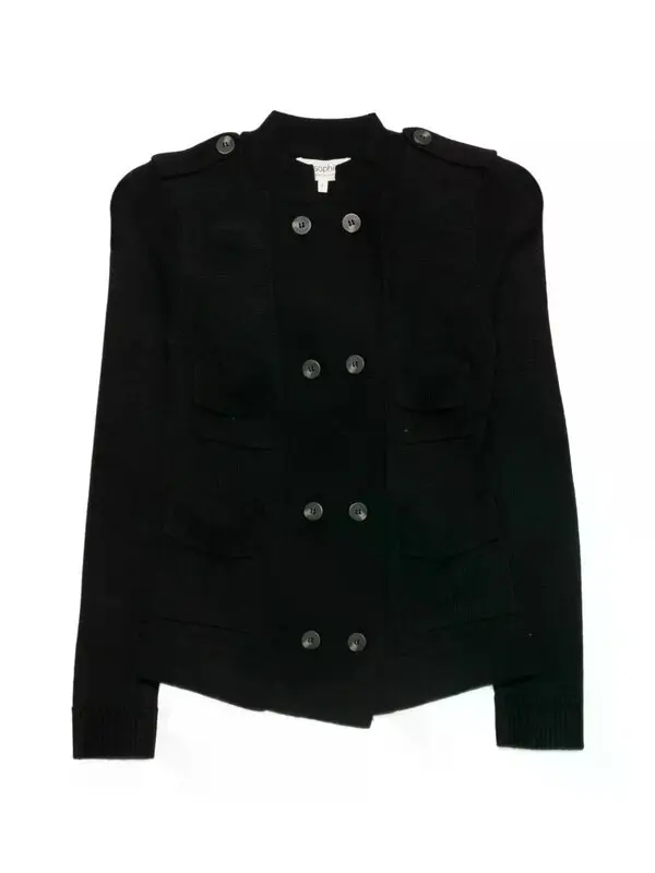 PSOPHIA Double-breasted Button-up Cardigan - Black