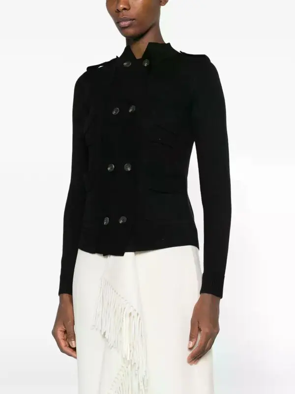 PSOPHIA Double-breasted Button-up Cardigan - Black