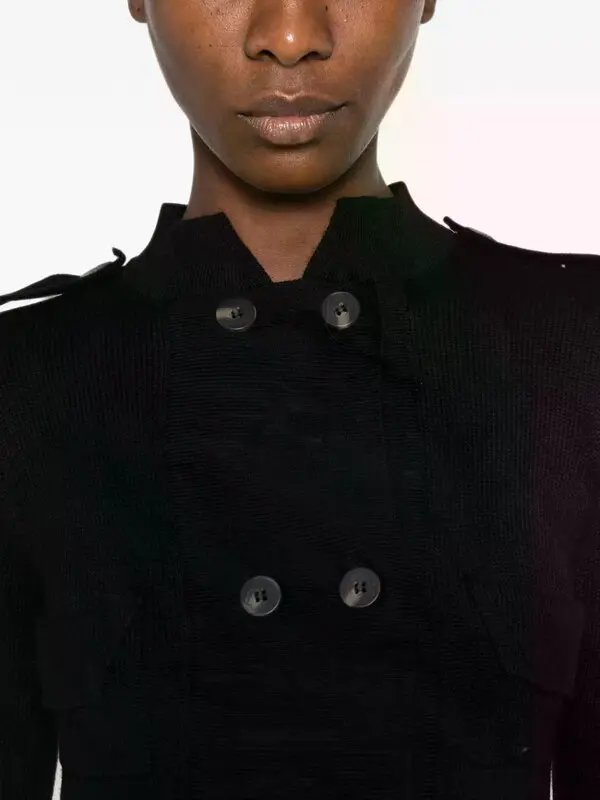 PSOPHIA Double-breasted Button-up Cardigan - Black