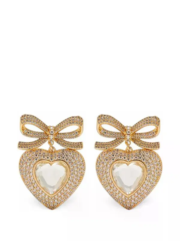 SELF-PORTRAIT Bow Heart-pendant Earrings - Gold