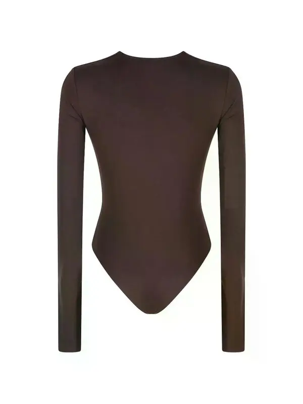 Andamane Plunging Pleated Bodysuit - Brown