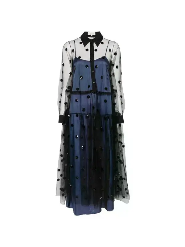 PSOPHIA Sequin Embellished Tulle Midi Dress
