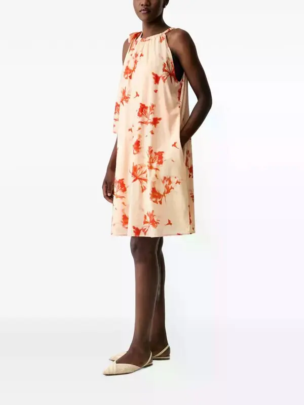 Marc O'polo Floral-print Tie-neck Mini Dress