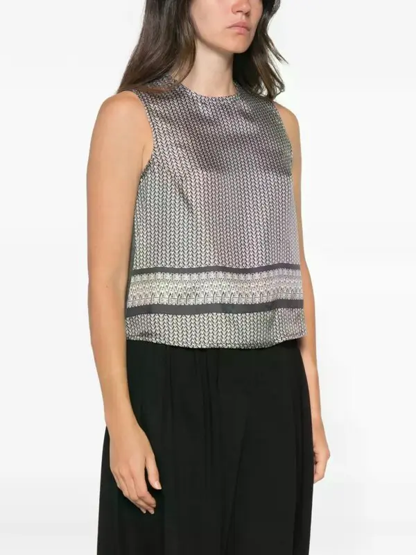 WHYCI Geometric Print Sleeveless Top
