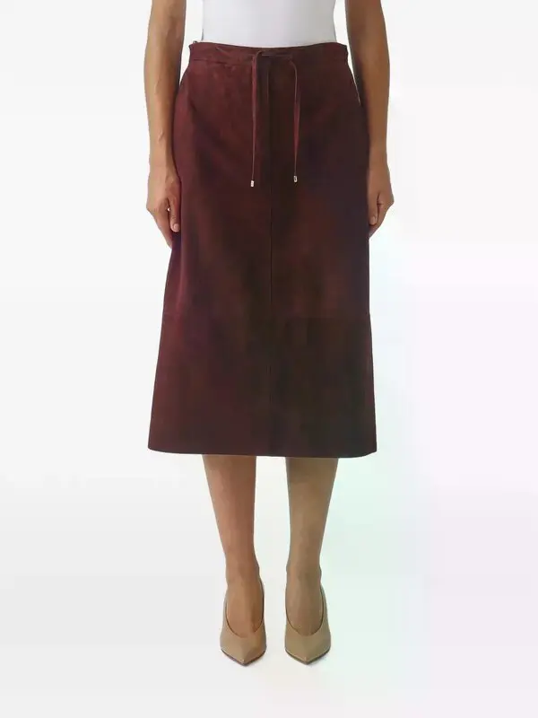 Max Mara Drawstring Suede Skirt - Red