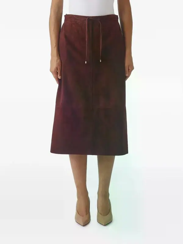 Max Mara Drawstring Suede Skirt - Red