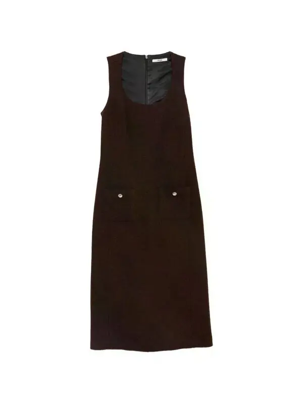 Maje Button-detail Sleeveless Dress - Brown