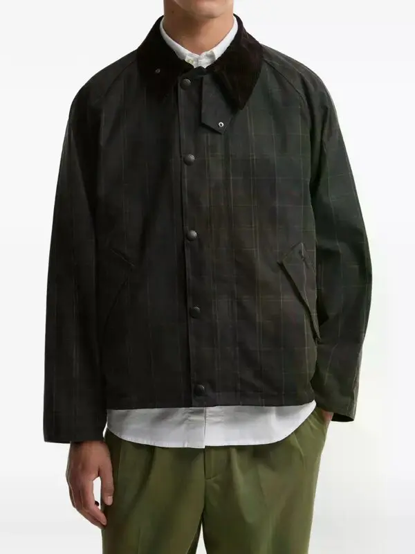 BARBOUR INTERNATIONAL Tartan-print Corduroy-collar Coat
