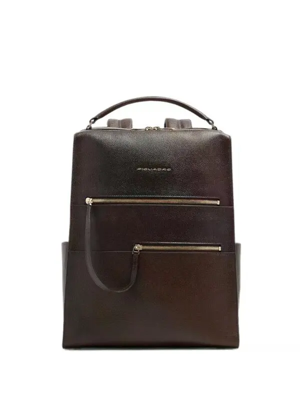 PIQUADRO Leather Backpack With Gold-tone Hardware