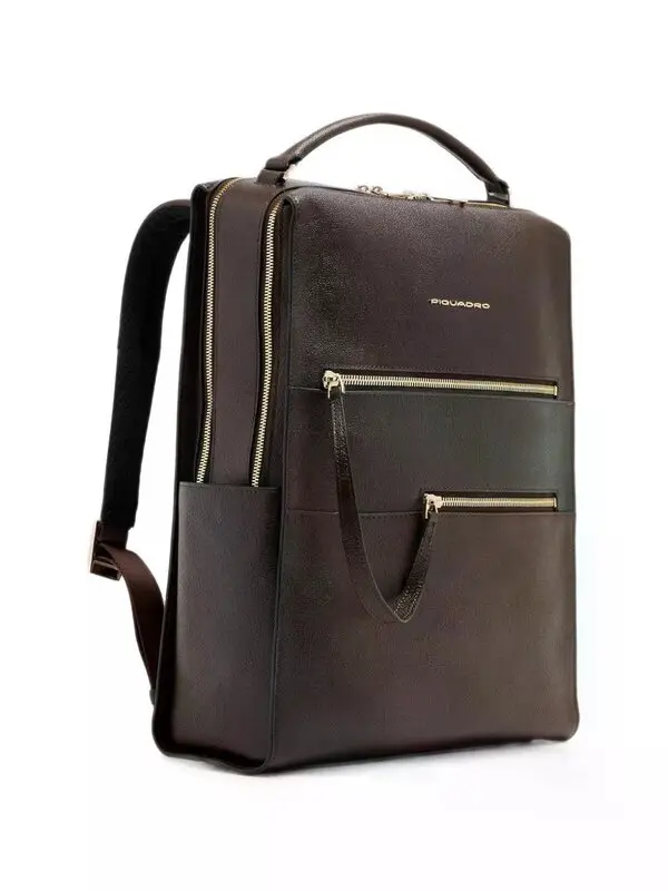 PIQUADRO Leather Backpack With Gold-tone Hardware