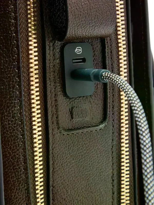 PIQUADRO Leather Backpack With Gold-tone Hardware
