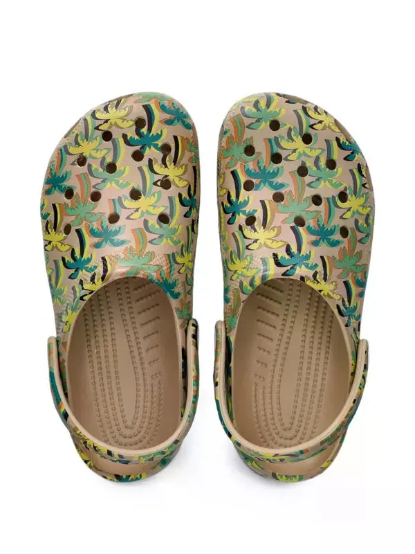 CROCS Classic Retro Summer Palm-print Mules