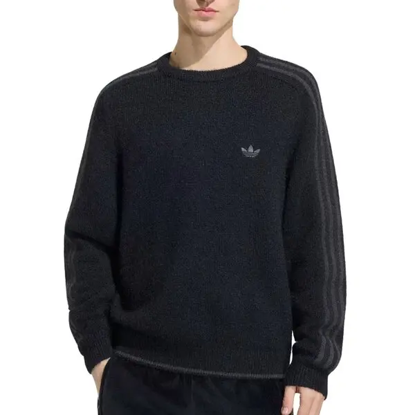 Adidas Three Stripes Fluffy Knit Sweatshirt Asia Sizing