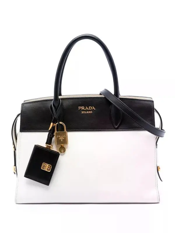 Prada 2013-2026 Bicolor Saffiano And City Calf Esplanade Satchel - Black