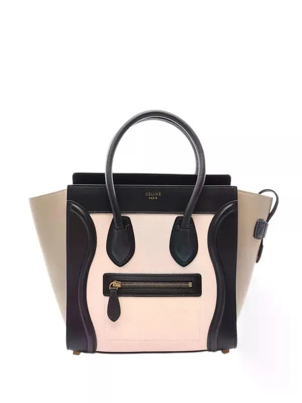 Celine 2010-2026 Micro Tricolor Leather Luggage Tote Handbag - White