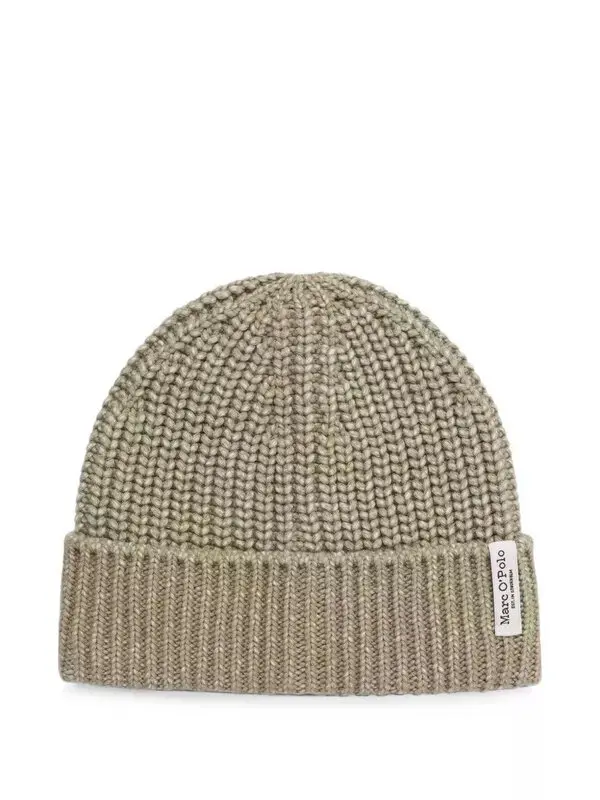 Marc O'polo Ribbed-knit Turn-up Brim Beanie Hat - Green