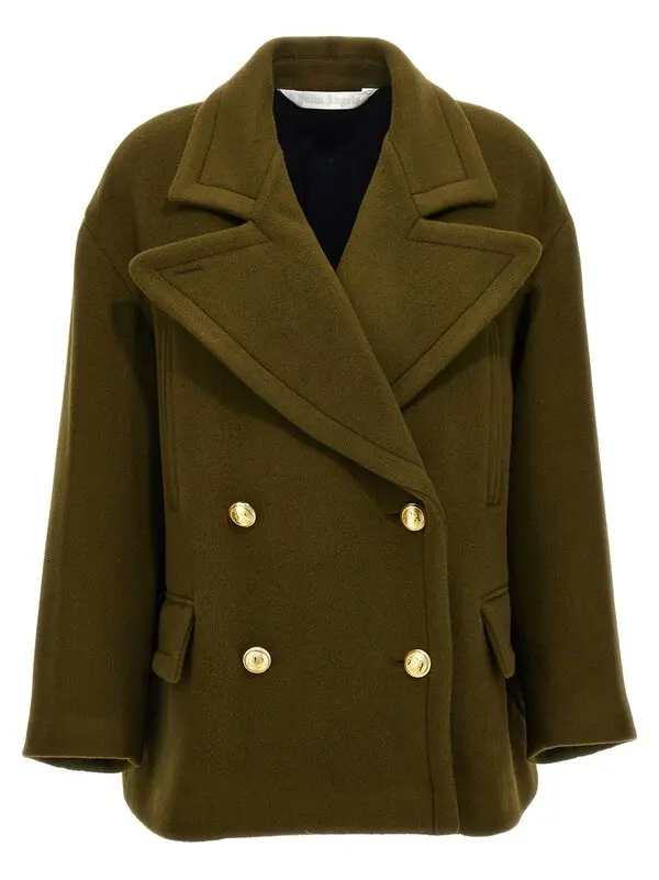 Palm Angels Palm Embroidery Coat - Green