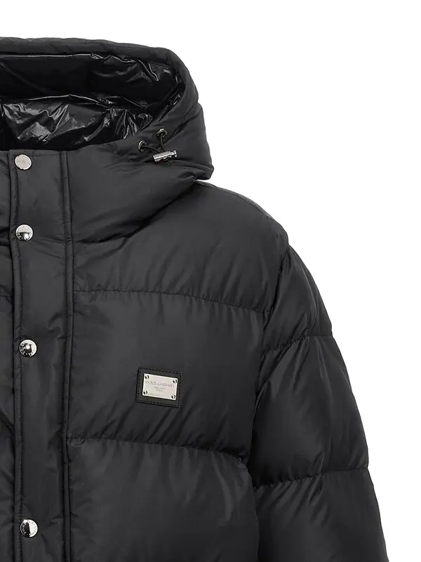 Dolce & Gabbana Quilted Padded Down Jacket With Logo Plate