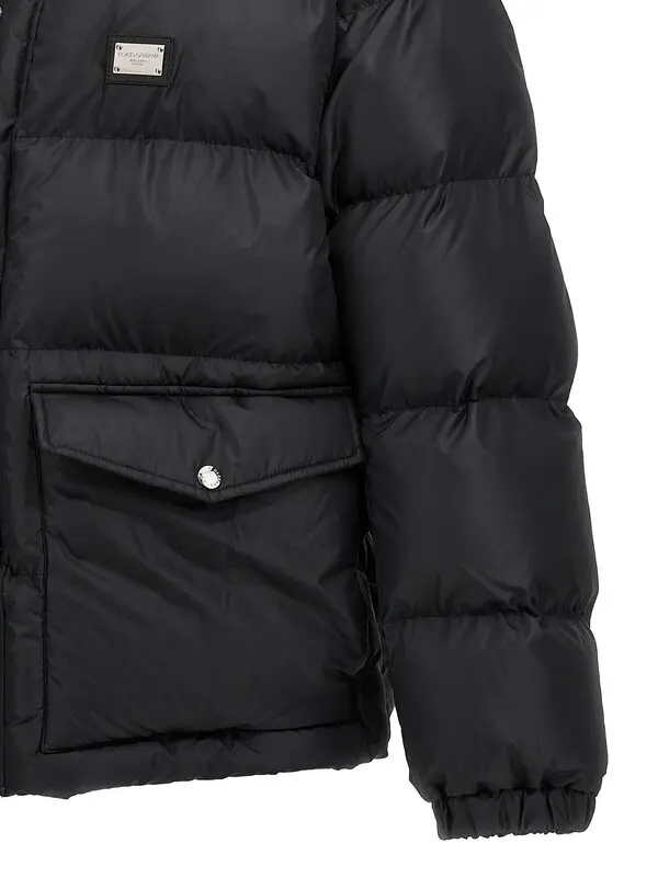 Dolce & Gabbana Quilted Padded Down Jacket With Logo Plate