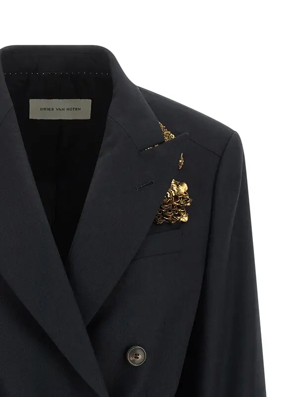 Dries Van Noten Barrysta Double-breasted Blazer With Floral Embroidery
