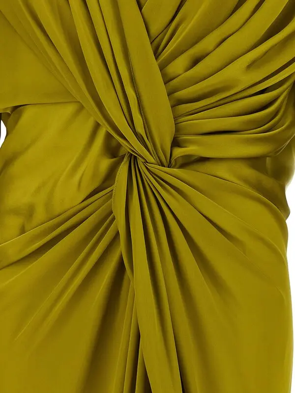 Balmain Draped Silk Dress With Knot