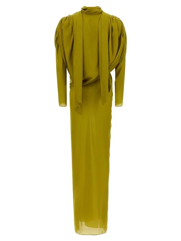 Balmain Draped Silk Dress With Knot Detailing