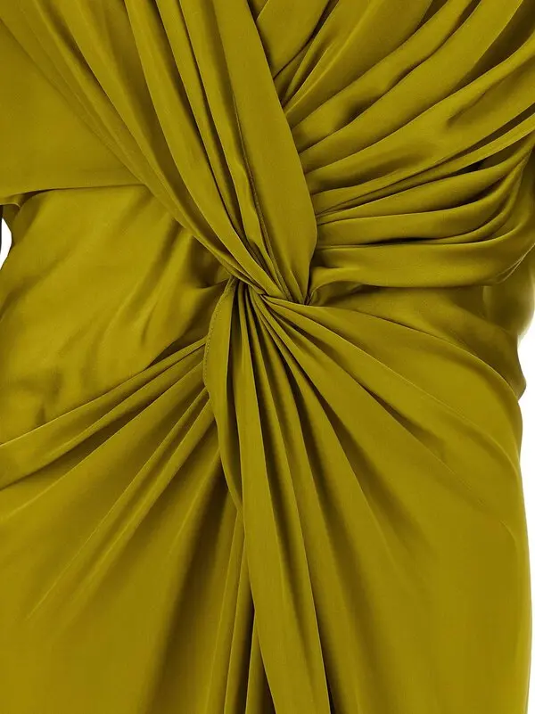 Balmain Draped Silk Dress With Knot Detailing