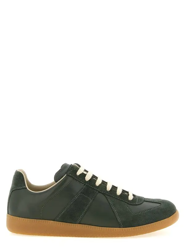 MAISON MARGIELA Replica Calfskin Leather And Suede Sneakers - Green