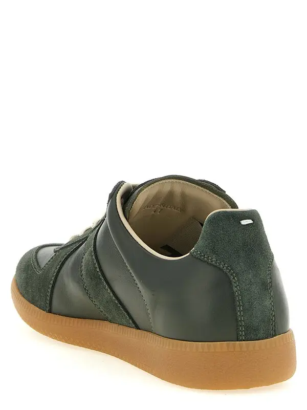 MAISON MARGIELA Replica Calfskin Leather And Suede Sneakers - Green