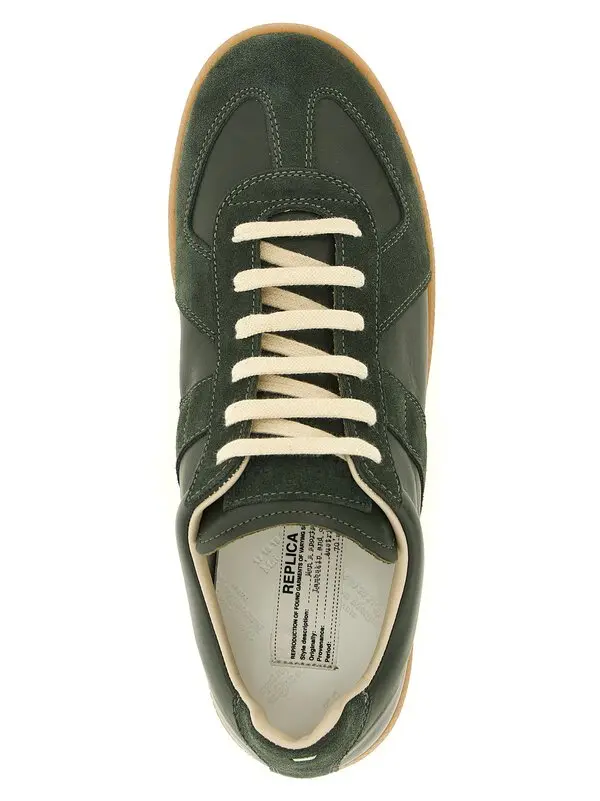 MAISON MARGIELA Replica Calfskin Leather And Suede Sneakers - Green