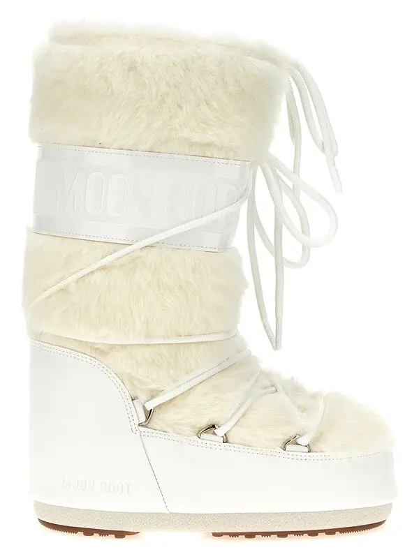 Moon Boot Icon Faux Fur Lace-up Boots - White