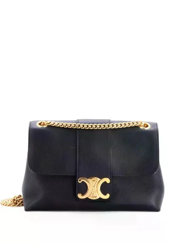 Celine Victoire Flap Leather Medium Shoulder Bag - Black