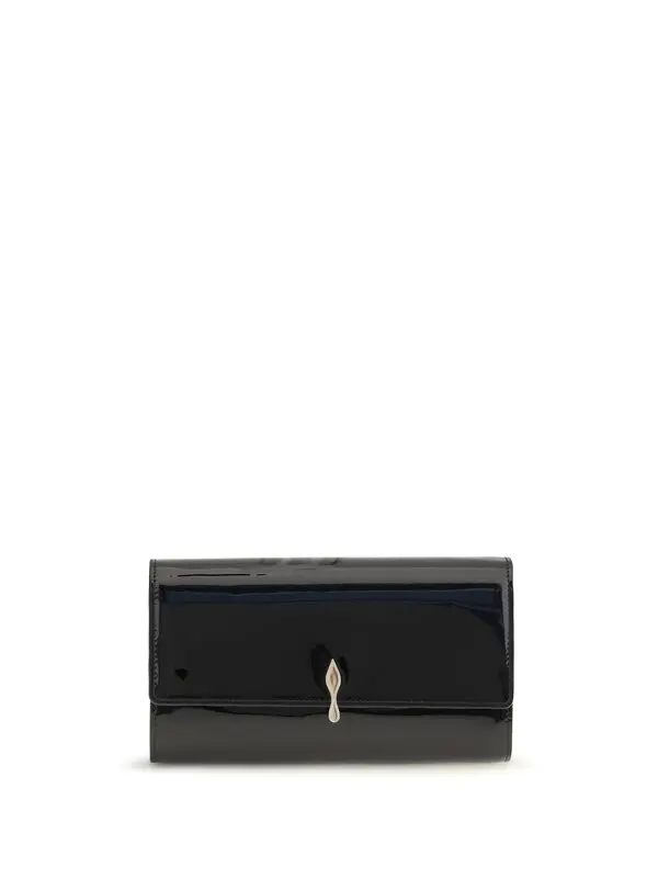 CHRISTIAN LOUBOUTIN Bettina Patent Leather Chain Wallet - Black